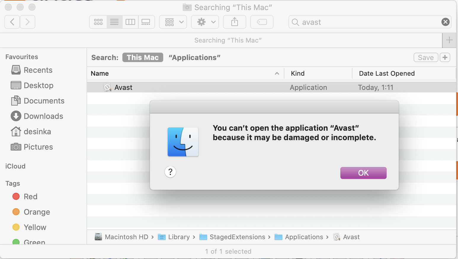 Cannot remove a damaged or incomplete file - Apple Community