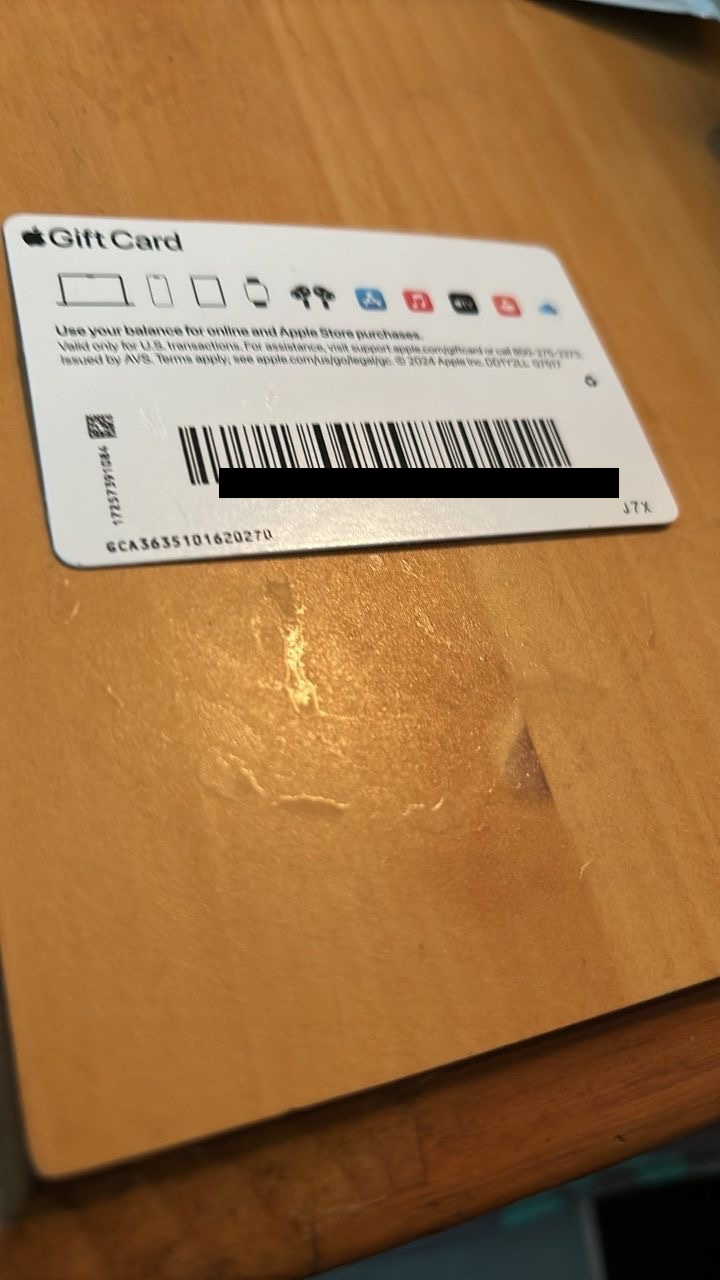 My apple gift card was mistakenly scratch… - Apple Community