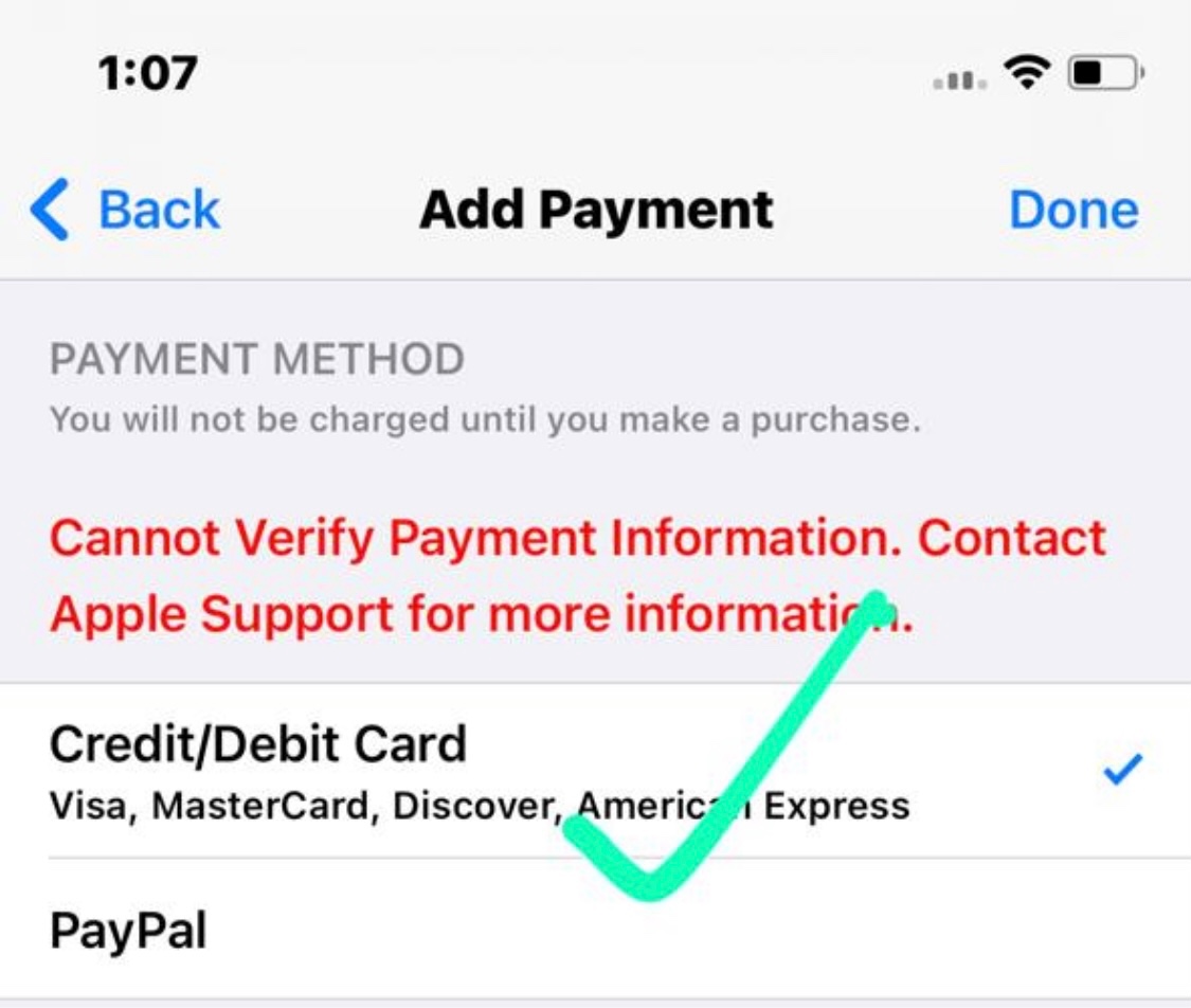 Cannot Verify Payment information - Apple Community