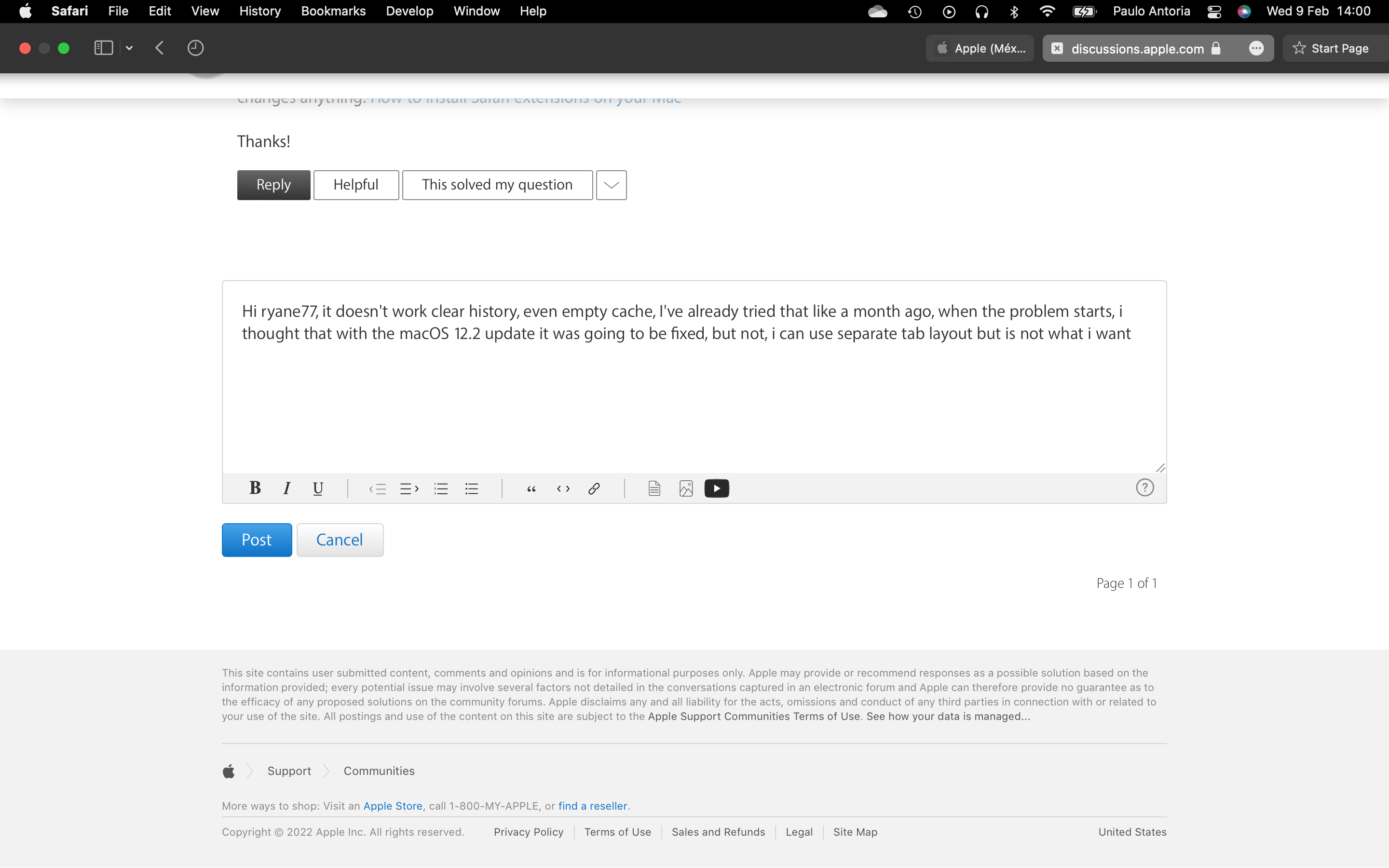Safari compact tab layout bug - Apple Community