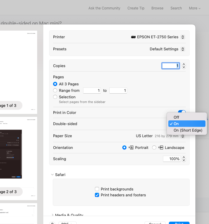Why Epson ET-Isn't Printing double-sided … - Apple Community