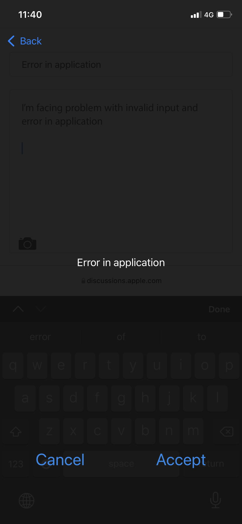 Error in application - Apple Community