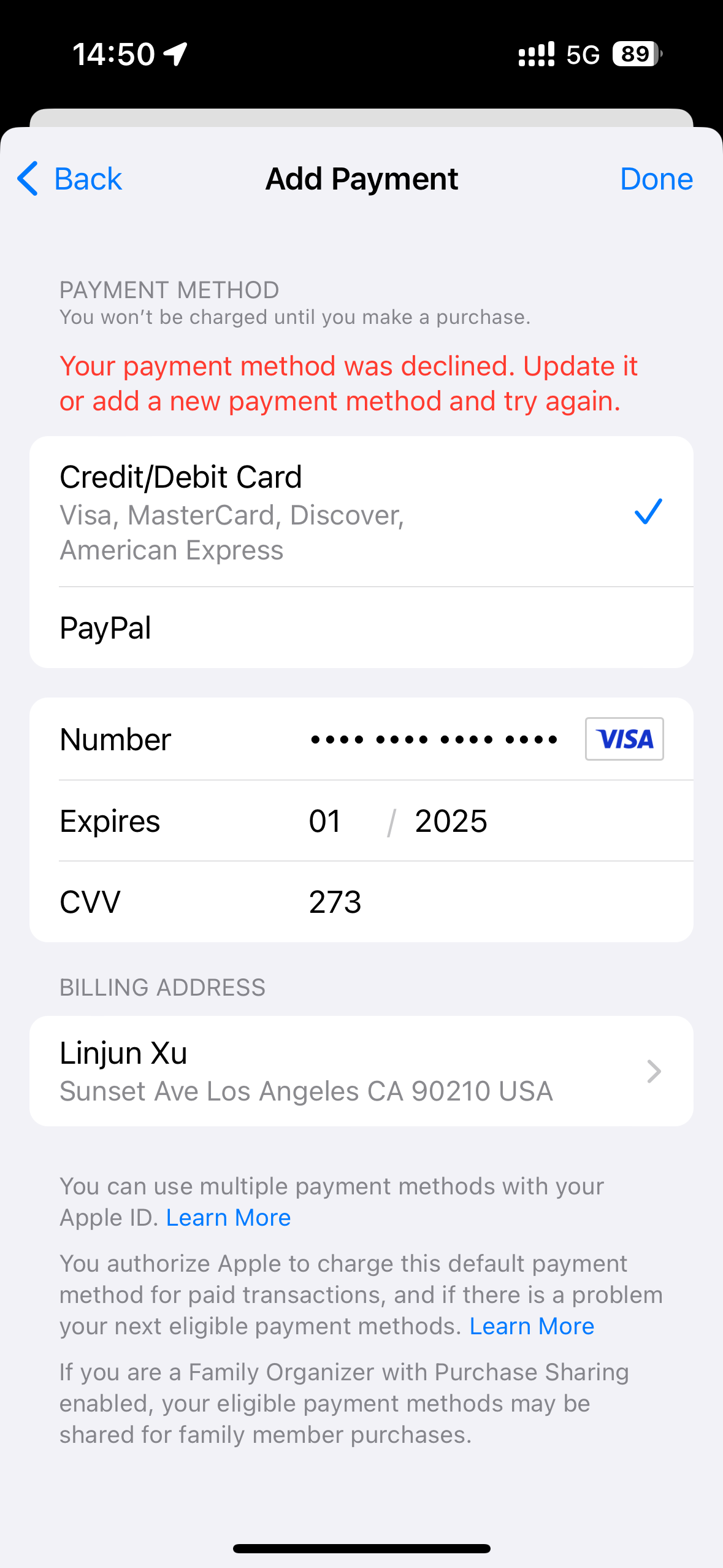 Why my payment method is declined? It's a… - Apple Community