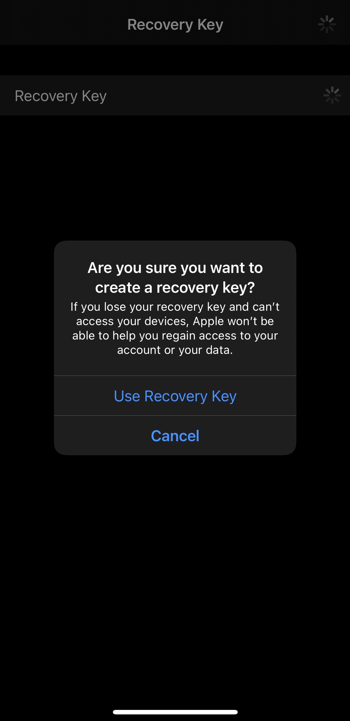 unable to enable the recovery key - Apple Community