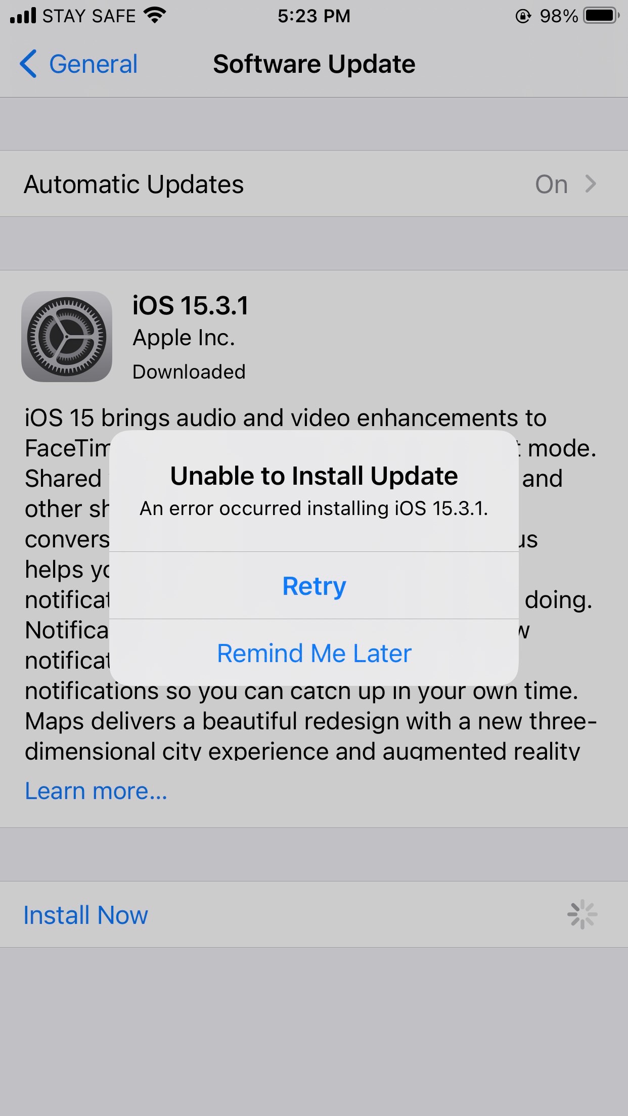 Can’t update new ios update - Apple Community