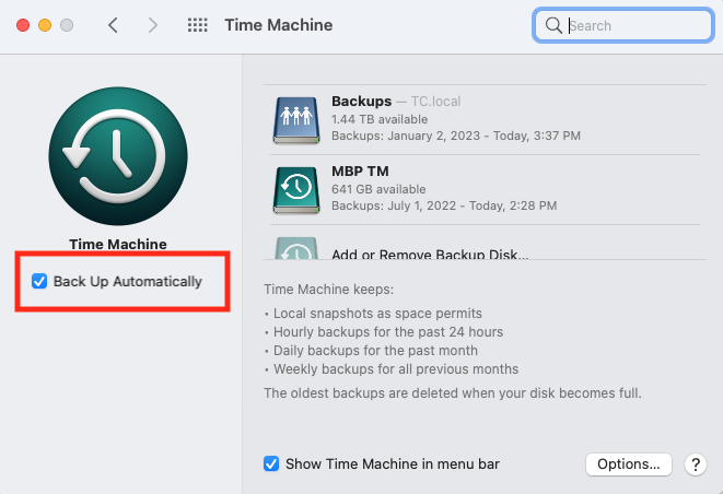 Once i set time machine on a device for a… - Apple Community