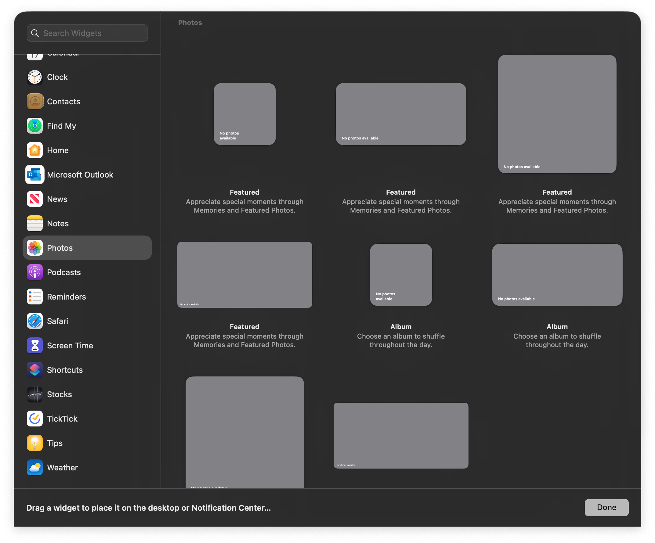 Photos widgets say "No photos available" … - Apple Community