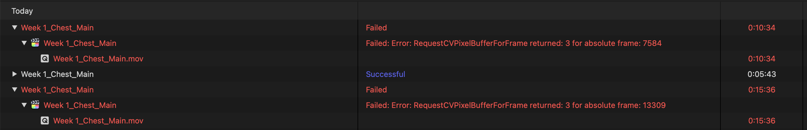 Export Failing - Request CVPixelBufferFor… - Apple Community