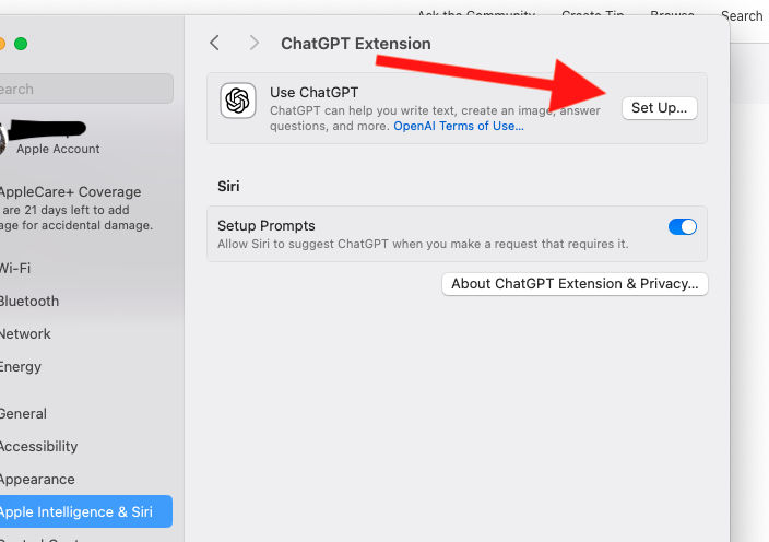 Chat GPT extension is missing in Sequoia … - Apple Community