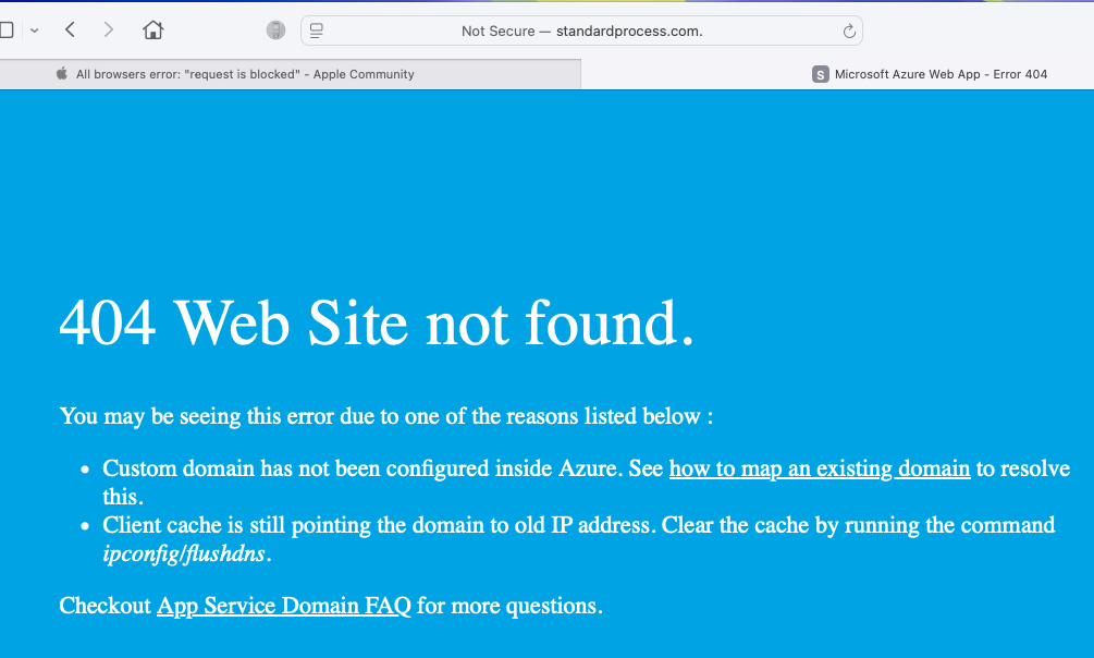 Facing 'Request is blocked' error while v… - Apple Community