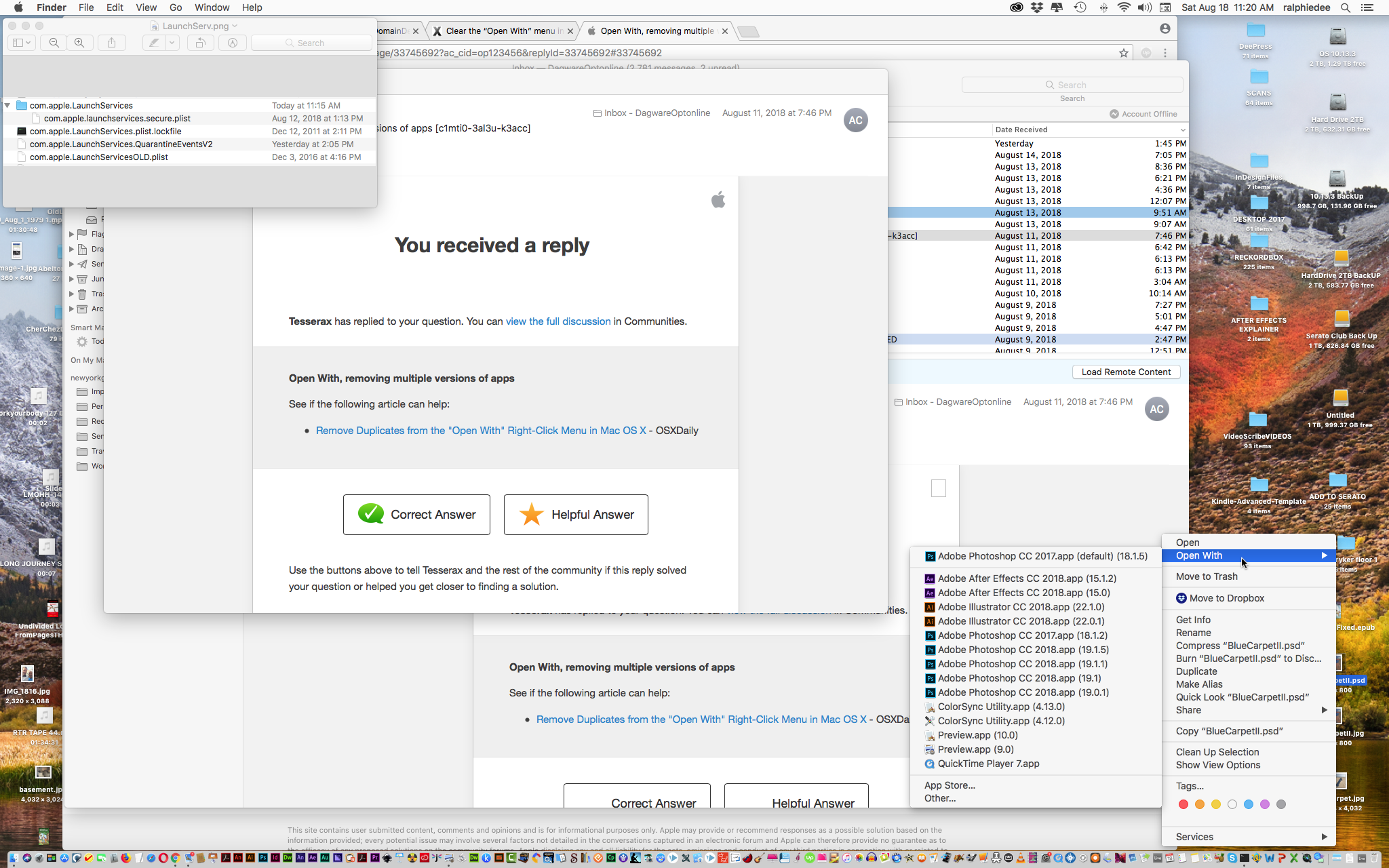 Open With, removing multiple versions of … - Apple Community