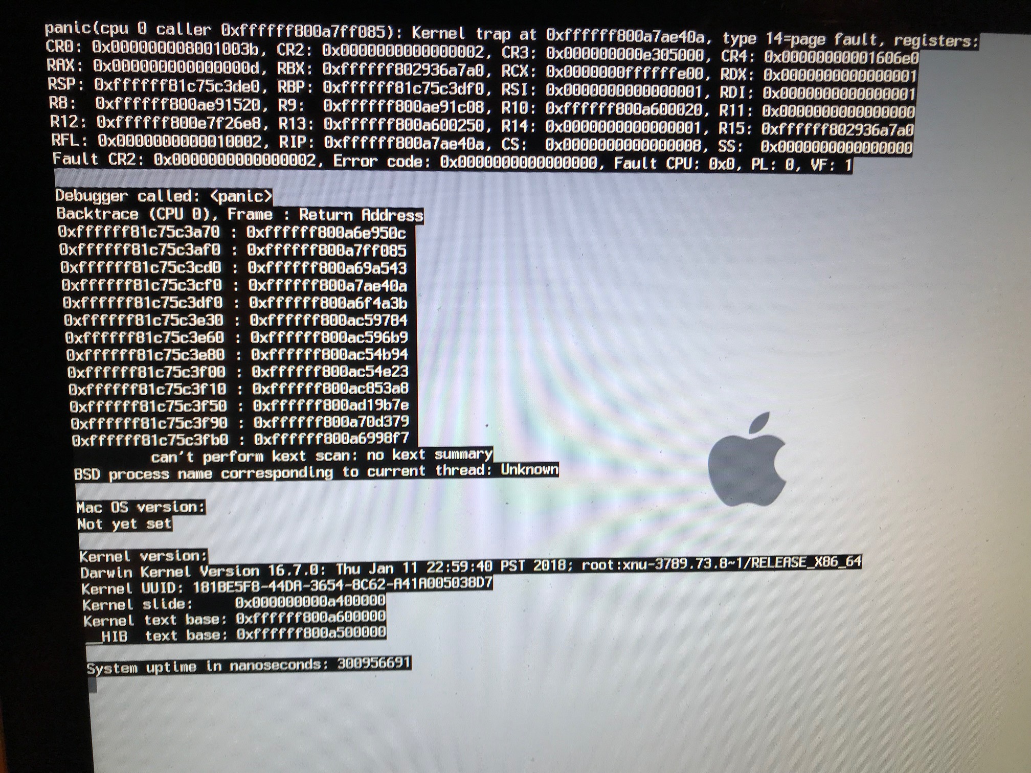 panic(cpu 0 caller 0xffffff800a7ff085) - Apple Community