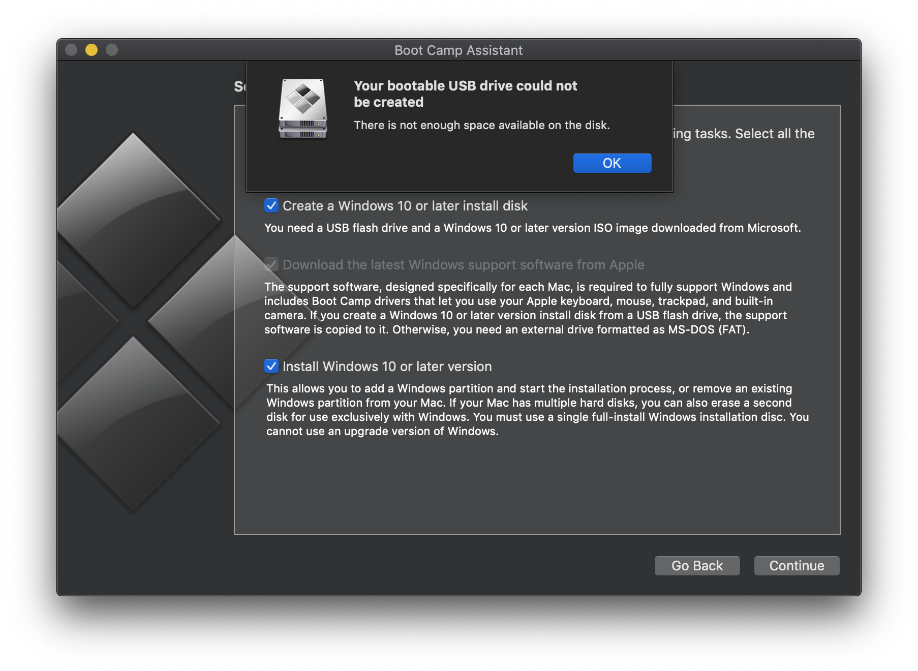 Bootcamp: "There's not enough space avail… - Apple Community