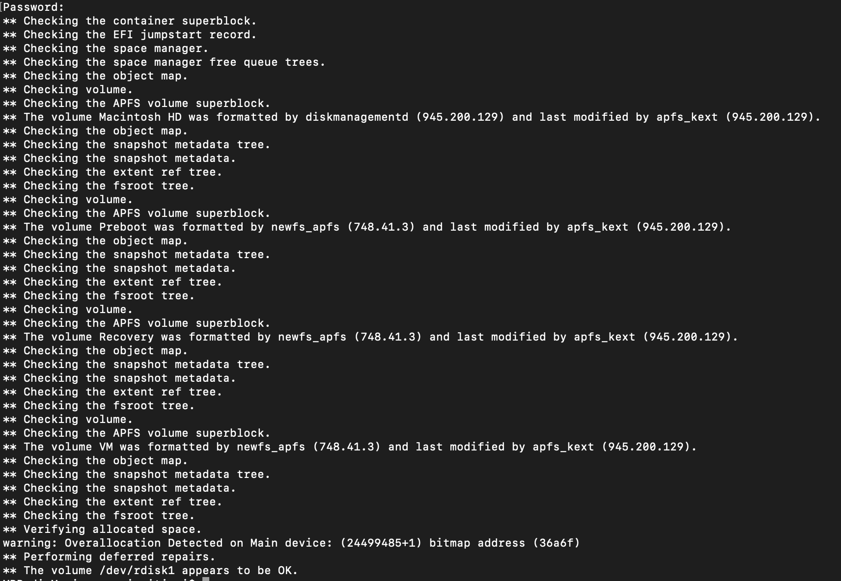 APFS Container Resize: error 49187 - Apple Community