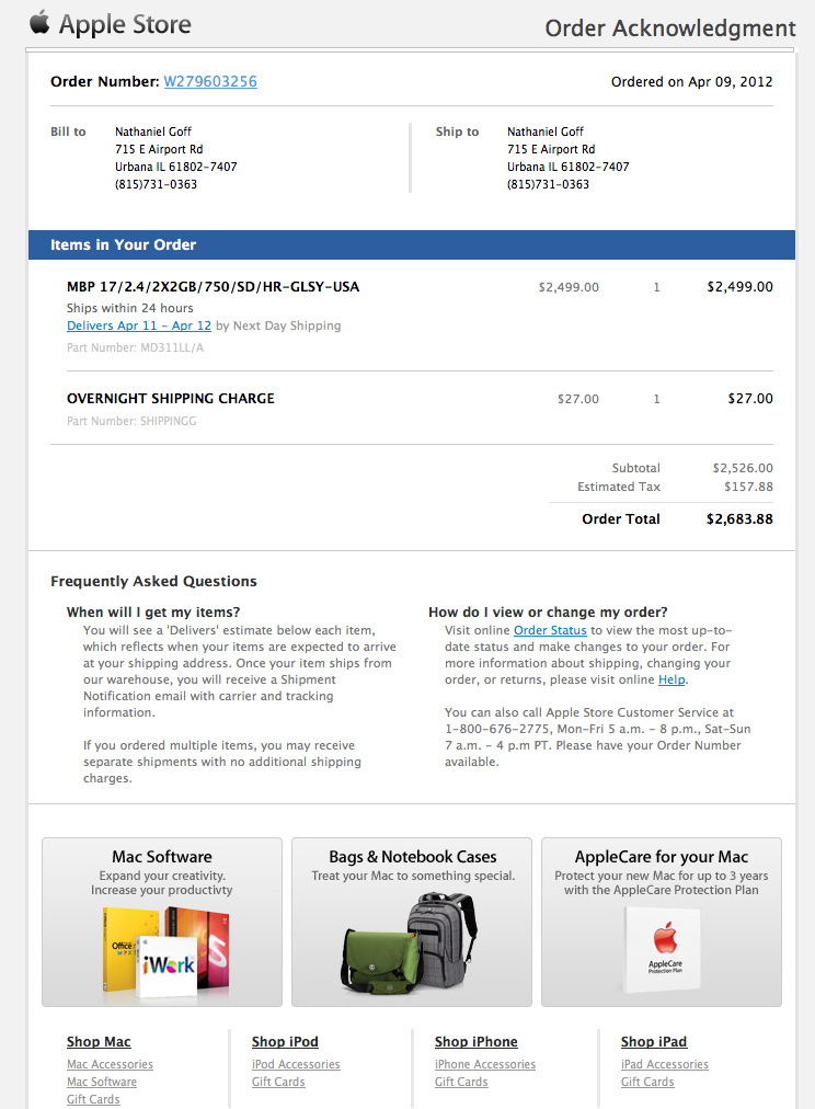 Order confirmation received is not mine - Apple Community