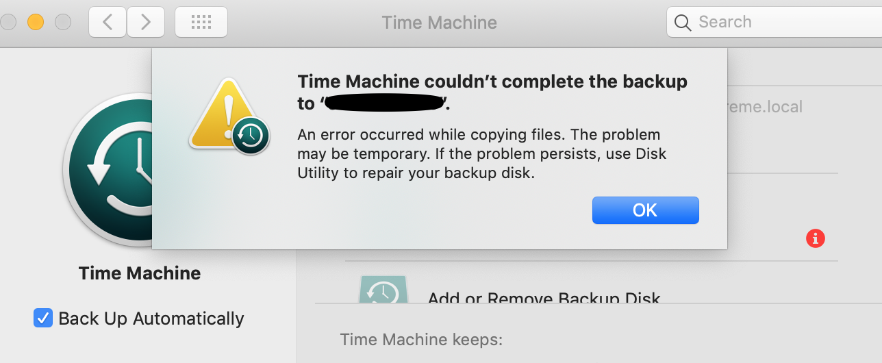 Time machine couldn't backup - Apple Community