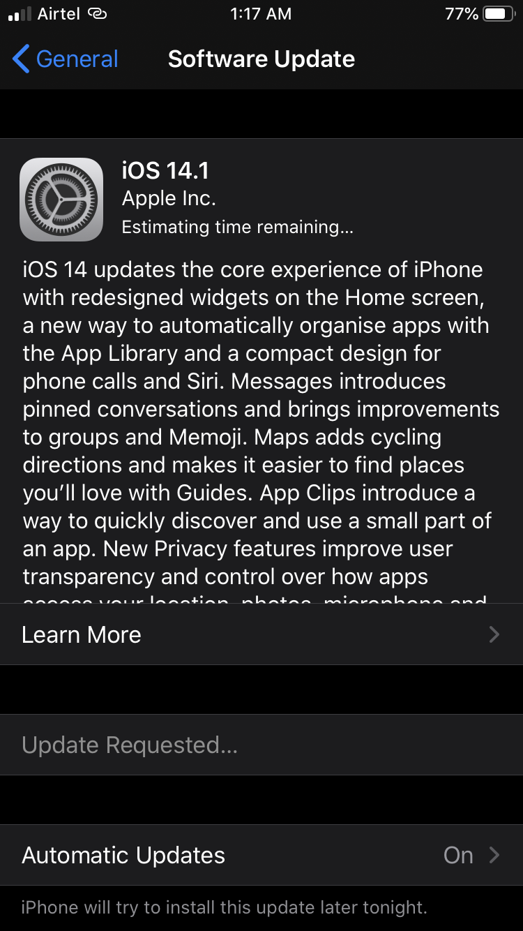 No further downloading after estimating t… - Apple Community
