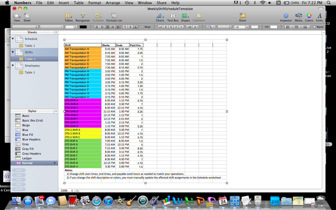 Creating a Staff Schedule in Numbers - Apple Community