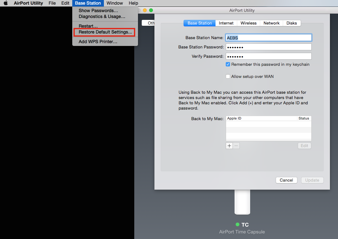 AirPort Extreme hardware factory reset no… - Apple Community