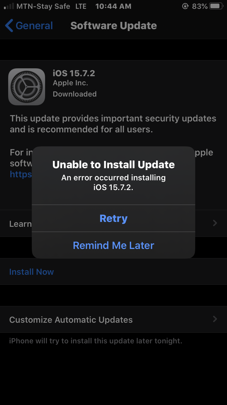 I wanted to update my software but it kee… - Apple Community