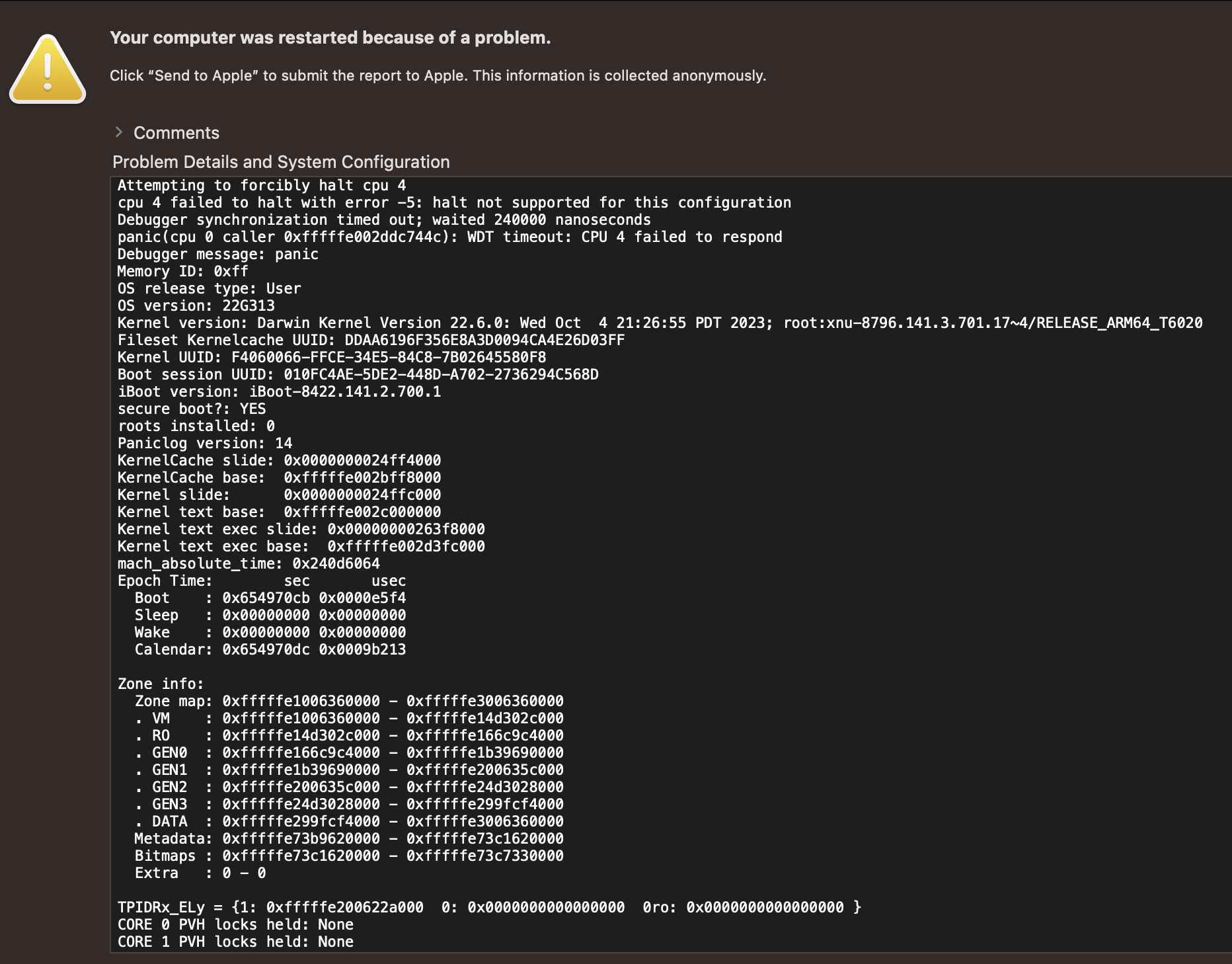 CPU force halt causing unexpected reboot - Apple Community