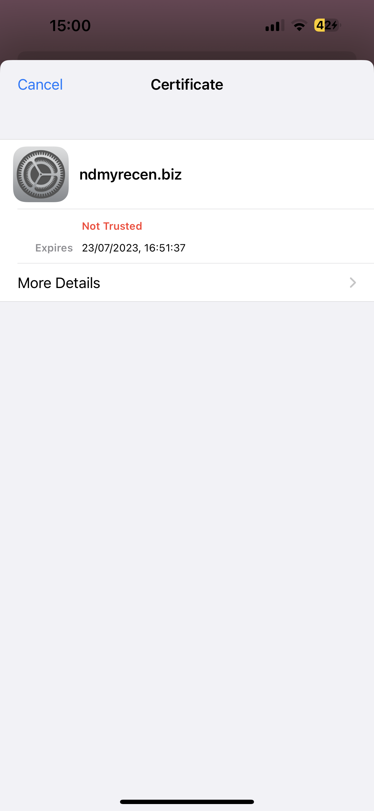 Screen pop up Cannot verify server securi… - Apple Community