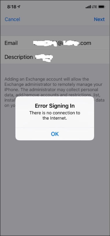 Error Signing In - There is no connection… - Apple Community