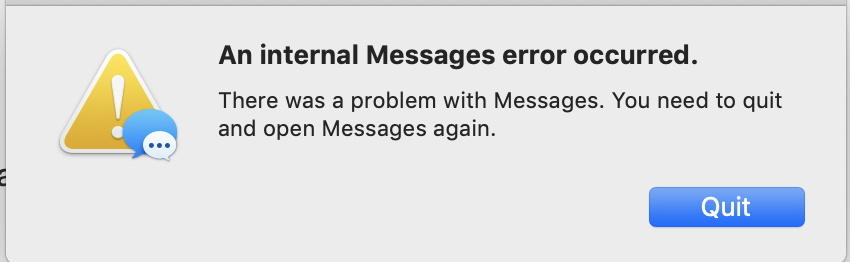 Internal Messages error - Apple Community