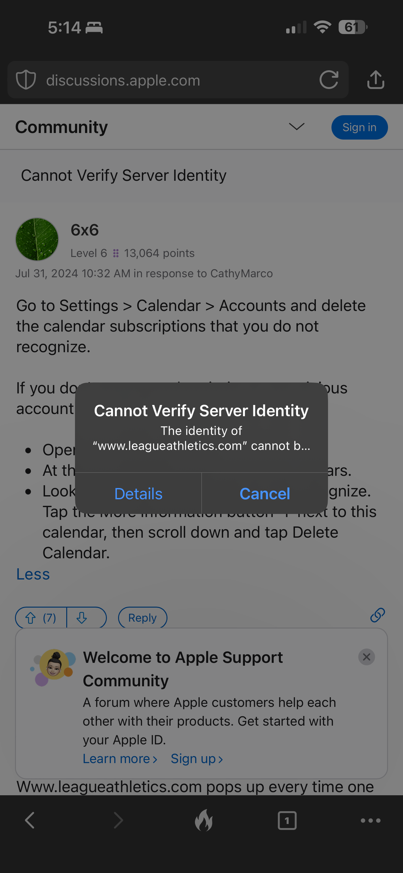 Cannot Verify Server Identity - Apple Community
