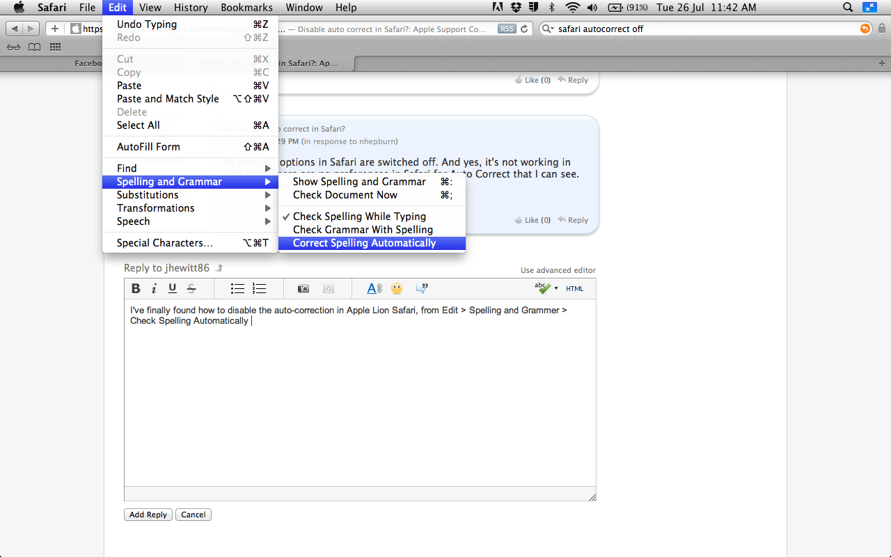 Disable auto correct in Safari? - Apple Community