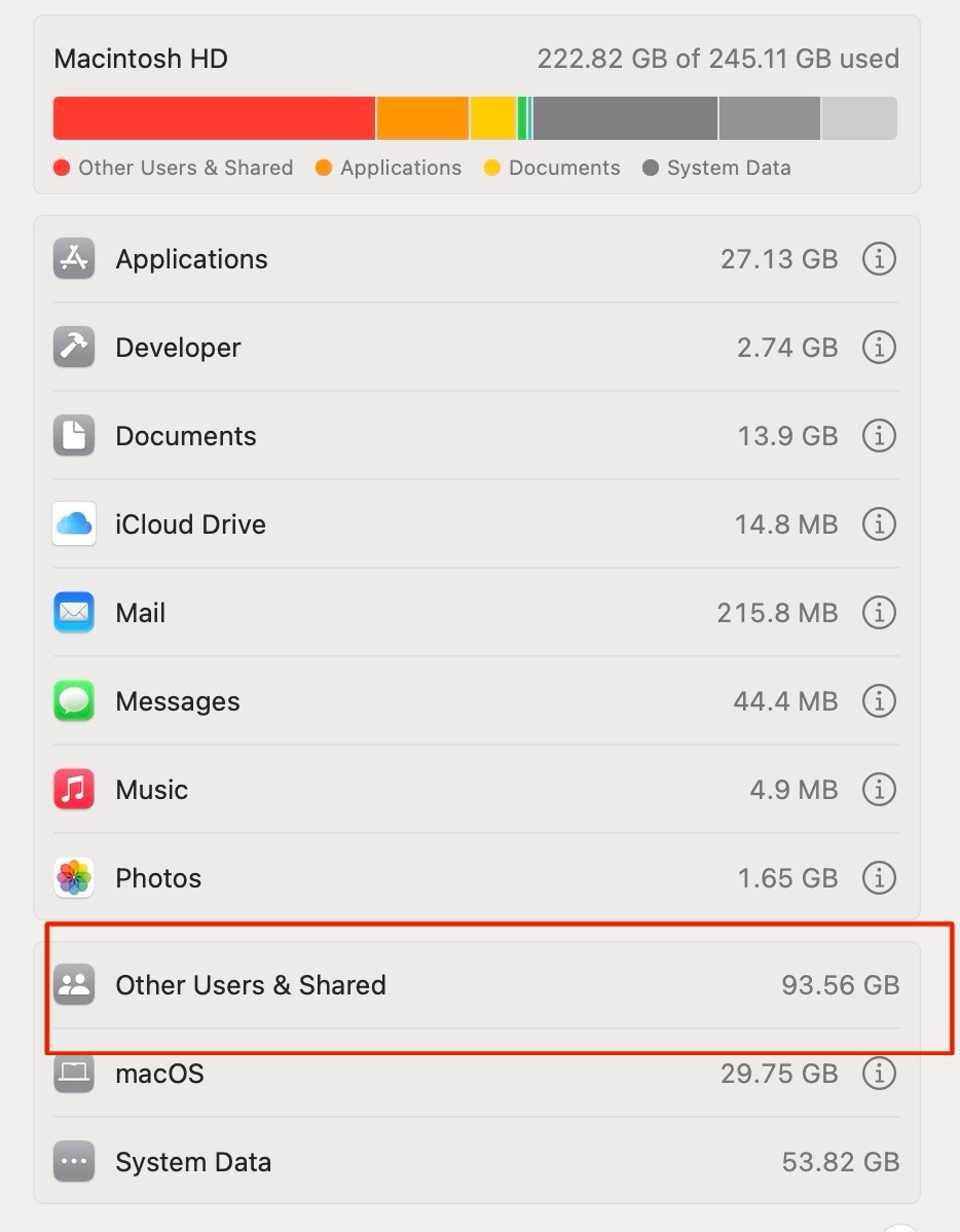‘Other Users & Shared’ in Storage Taking … - Apple Community