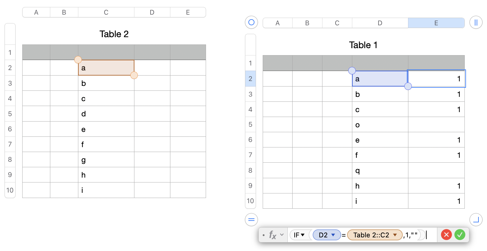 Marking true if in a comparison of columns - Apple Community