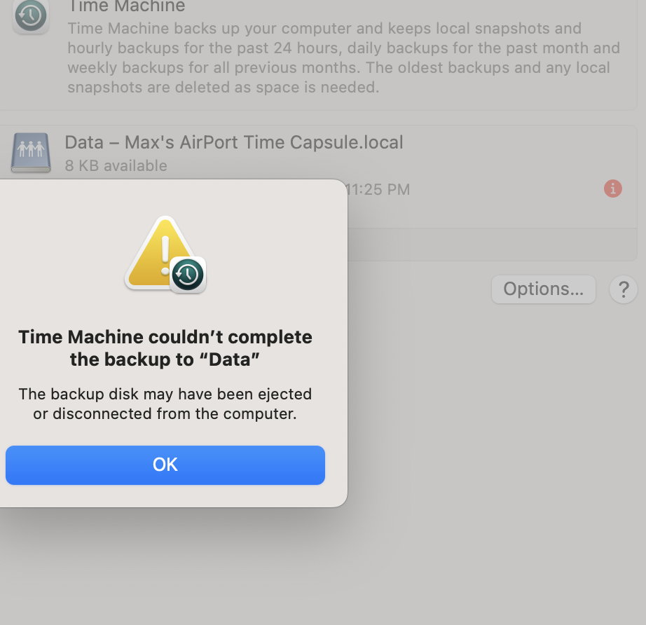 Time Machine won't back up - says 0 KB - Apple Community