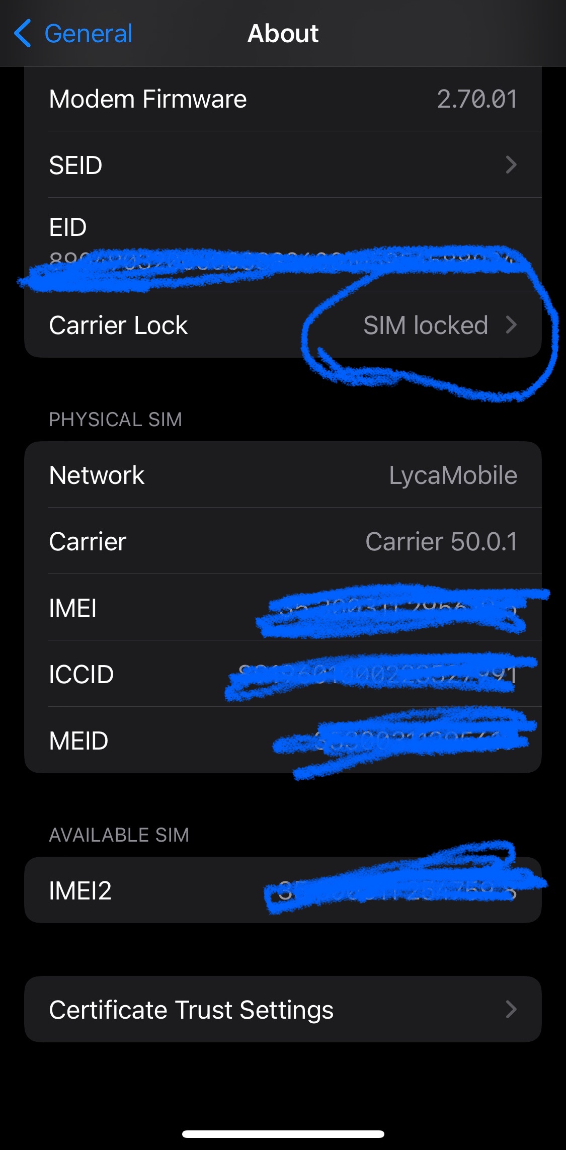 Carrier lock shows sim locked - Apple Community