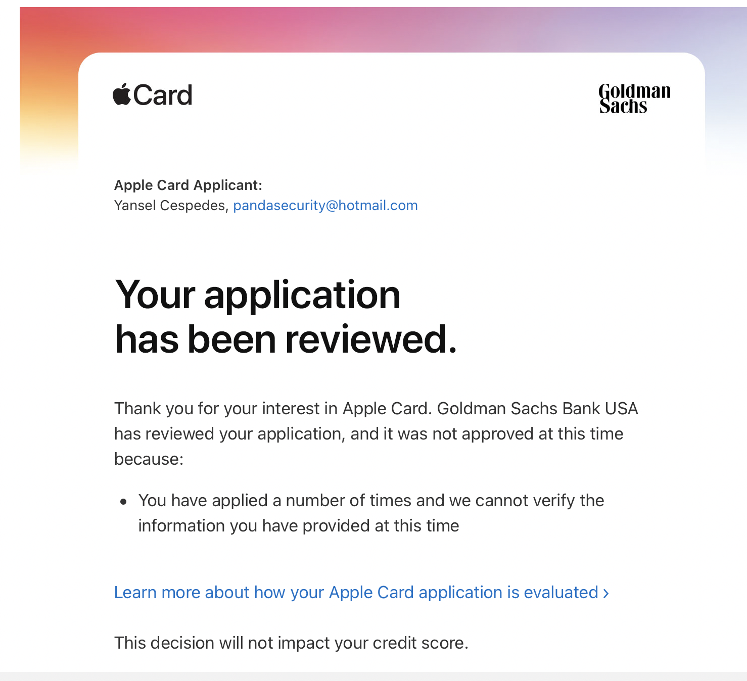 I cant apply for the Apple Card - Apple Community