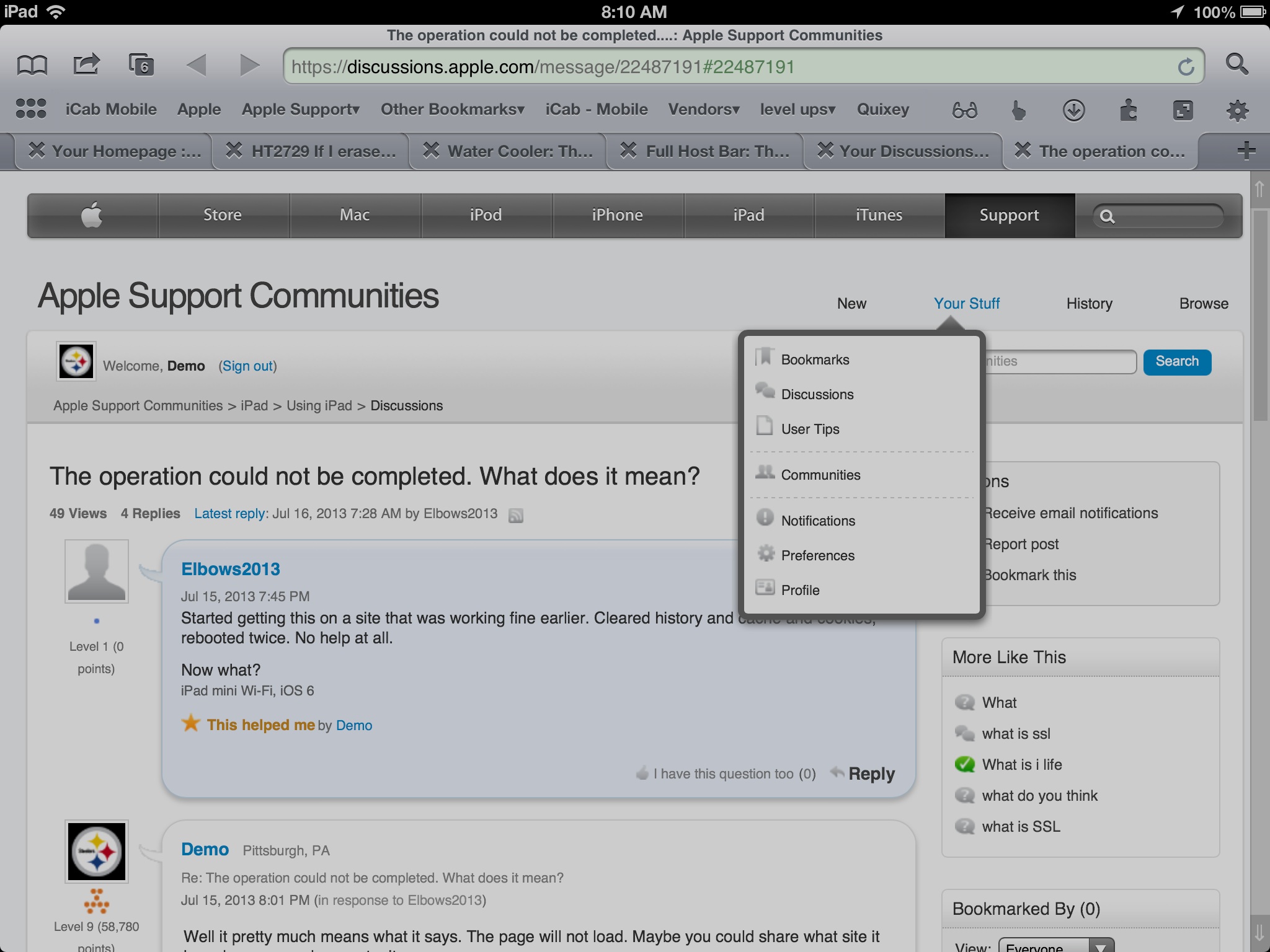 The operation could not be completed. Wha… - Apple Community