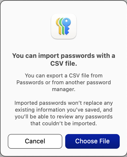 Export Keeper CSV to Sequoia Passwords app - Apple Community