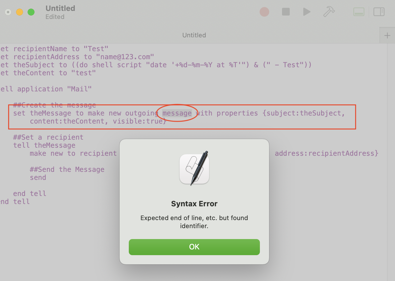 Cannot use older (2021) apple script to s… - Apple Community