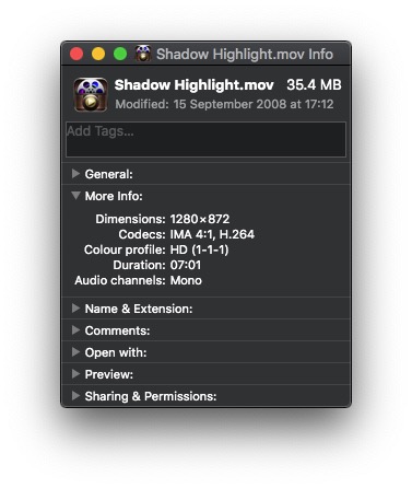 Look up video resolution - Apple Community