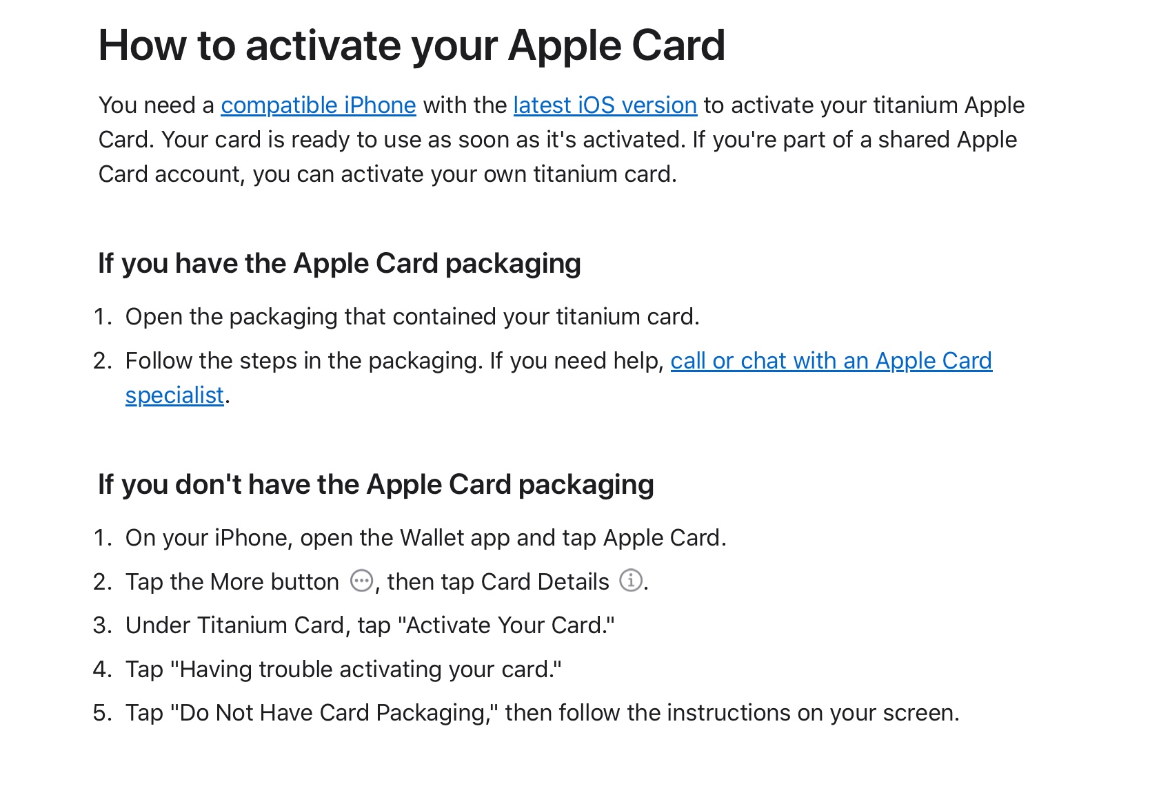 Unable to activate physical card - Apple Community