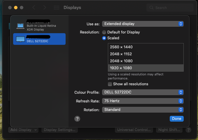 Dell 2K monitor S2722DC, scaling issue wi… - Apple Community