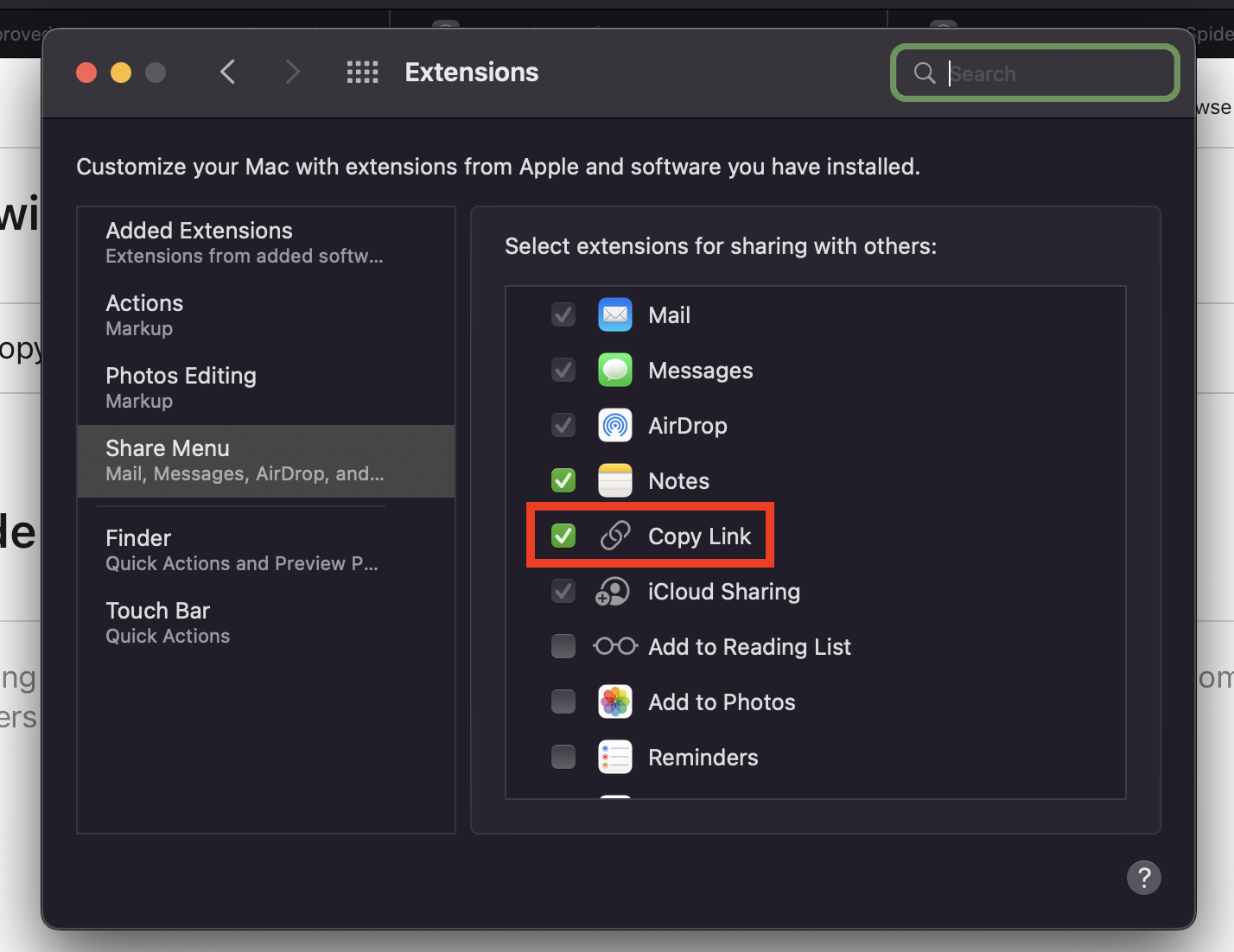 The "Copy Link" Extension Is Missing In T… - Apple Community