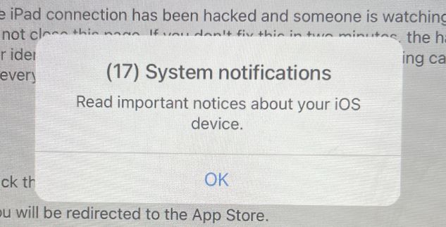 "Your iPad has been hacked" Pop-Up Notifi… - Apple Community