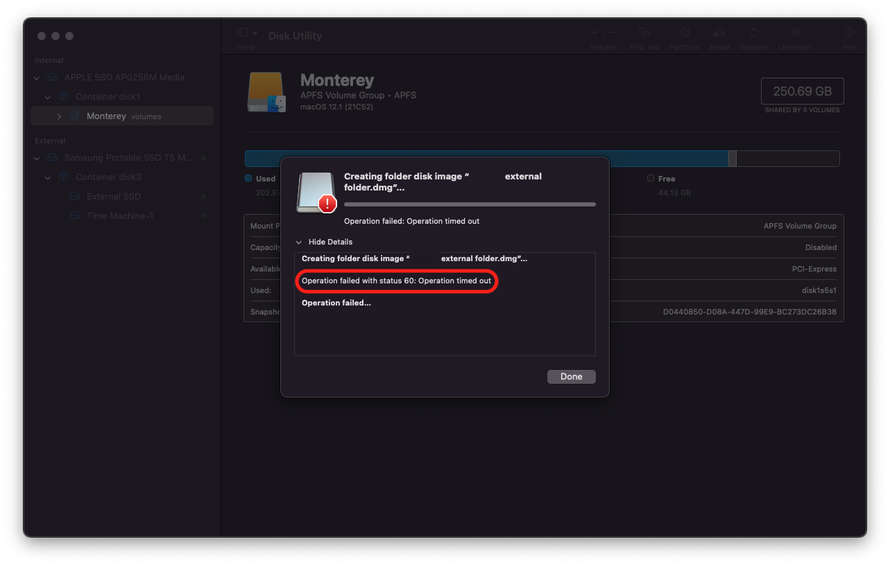 Disk Utility "Operation failed" error whi… - Apple Community