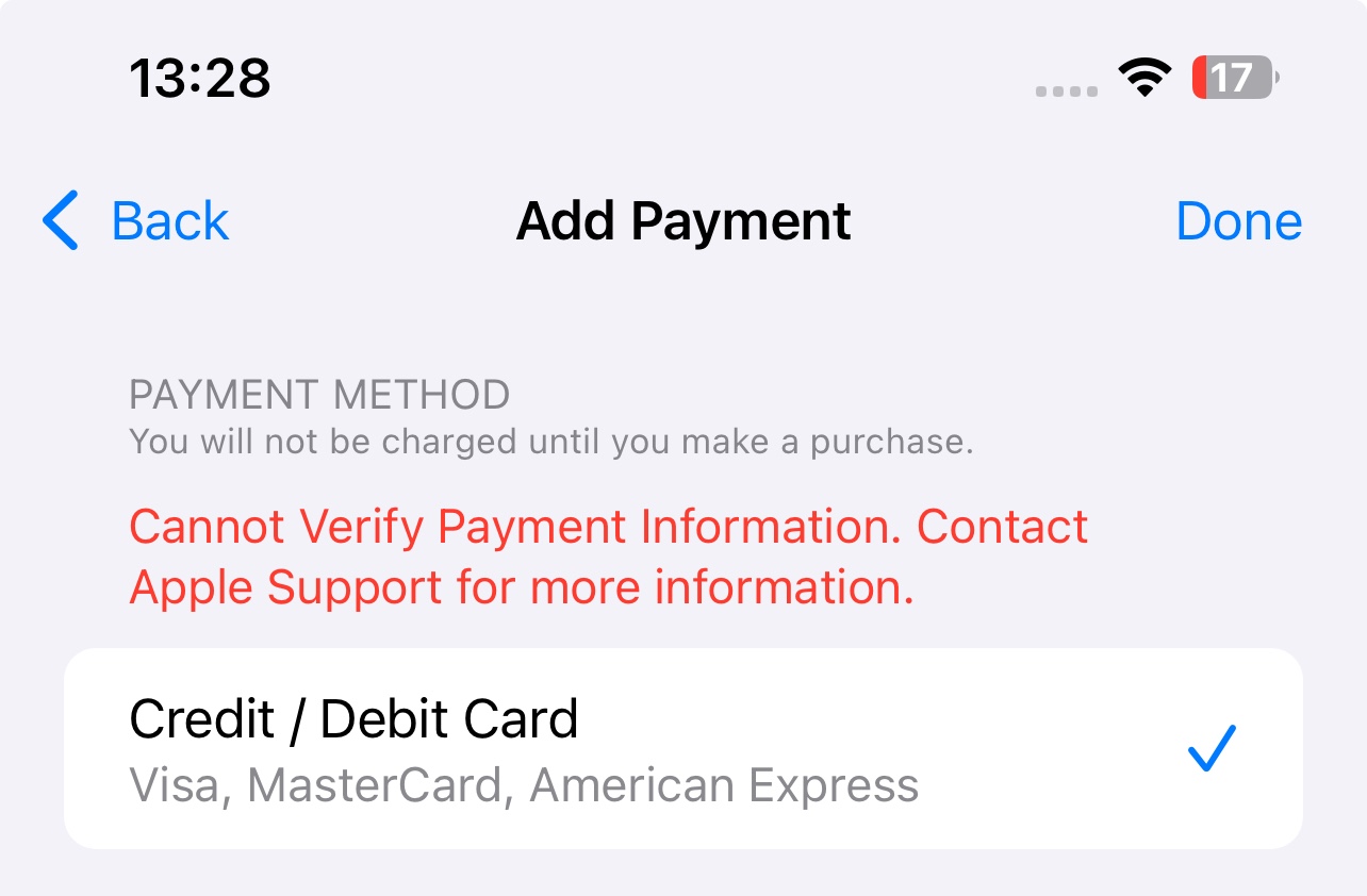 Verification of payment method - Apple Community