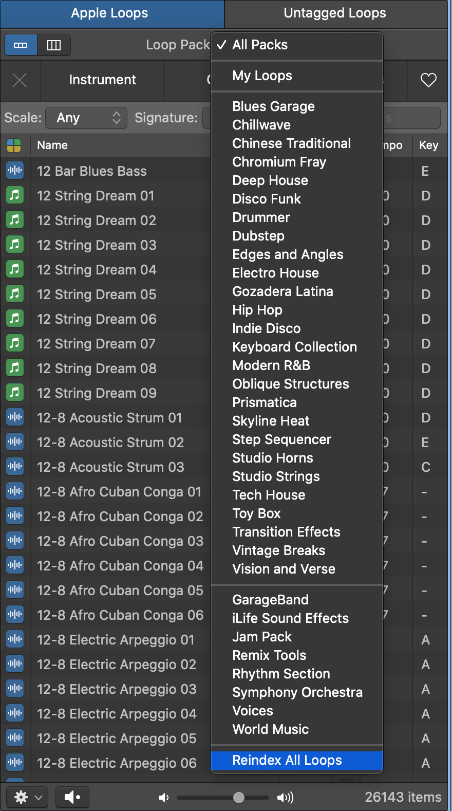 Apple Loops missing from just one Project - Apple Community