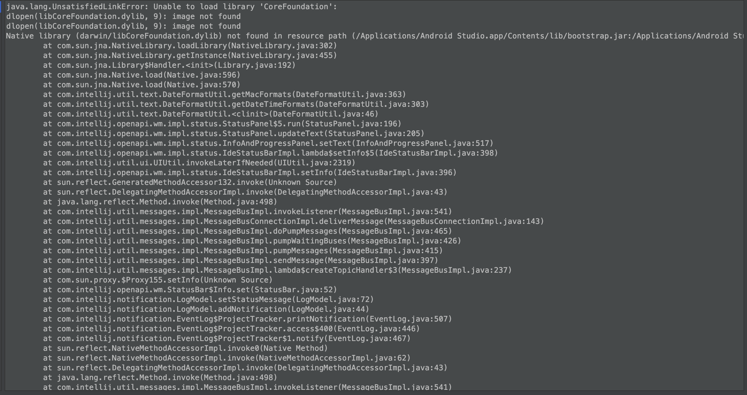 android studio error lib.CoreFoundation - Apple Community
