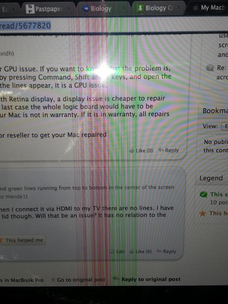 My Macbook Pro retina has Red and green l… - Apple Community