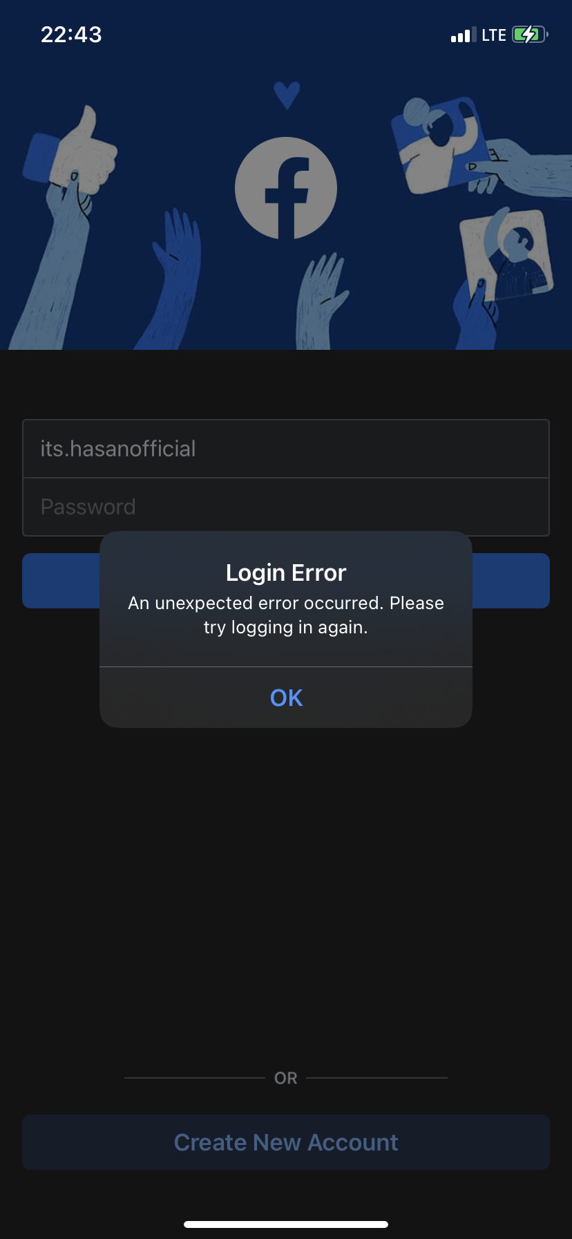 an unexpected error occurred facebook iph… - Apple Community