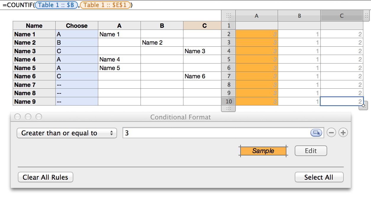 Numbers drop down list and if statement - Apple Community